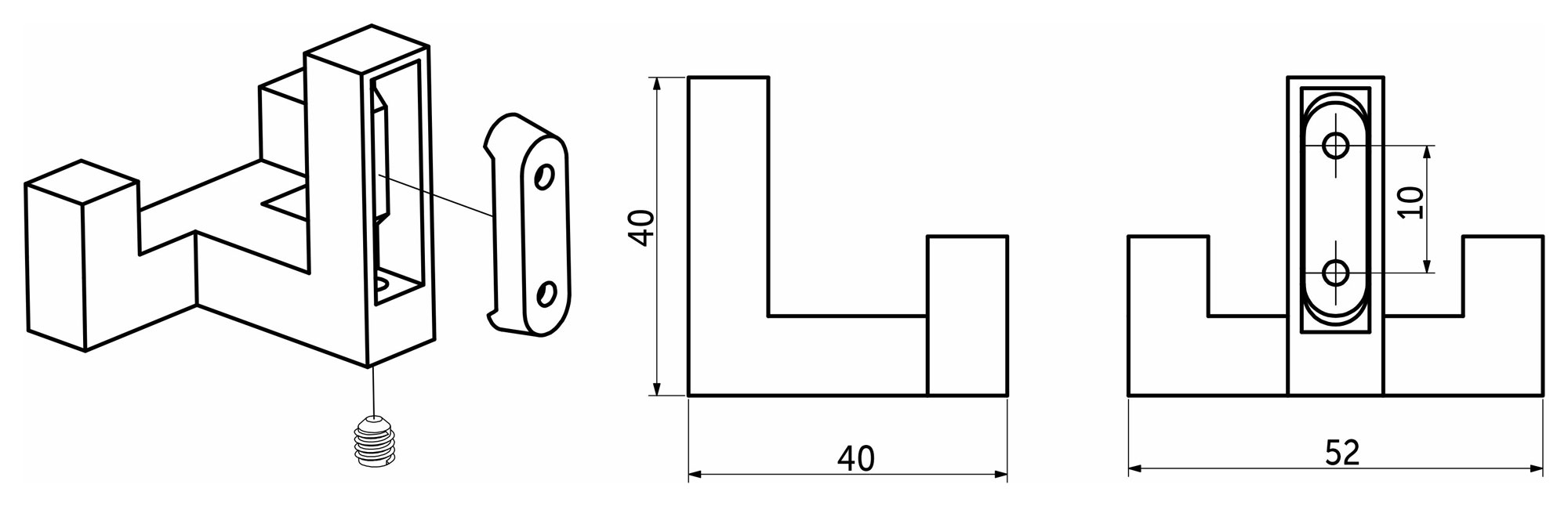 Мебельный крючок AKS BENZ, Чёрный Матовый | Smart812